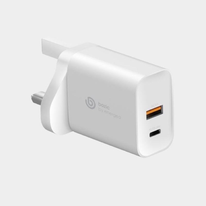 BAZIC GoPort Energea PD30+ PD/PPS USB type C + QC type A Port Wall Charger Adaptor 30W UK ...