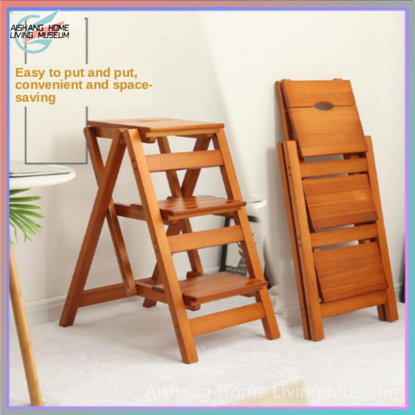 step ladder step stool ladder stool foldable ladder Solid Wood Space ...