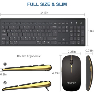 FENIFOX Wireless Keyboard and Mouse Set,2.4G USB QWERTY UK Dual System ...