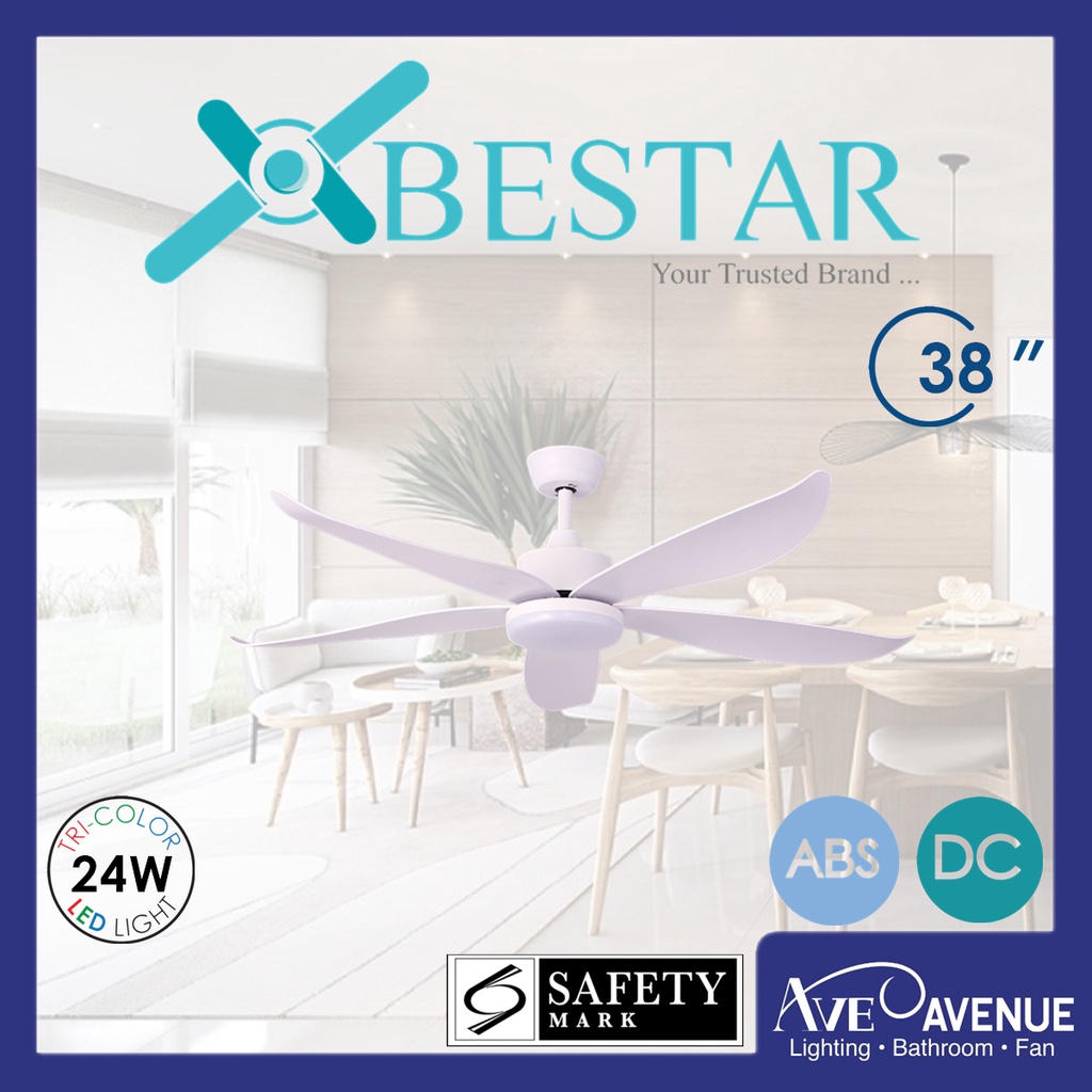 BESTAR VINO DC Motor 5 Blade 38/48/54 Inch Ceiling Fan with 3 Tone LED ...