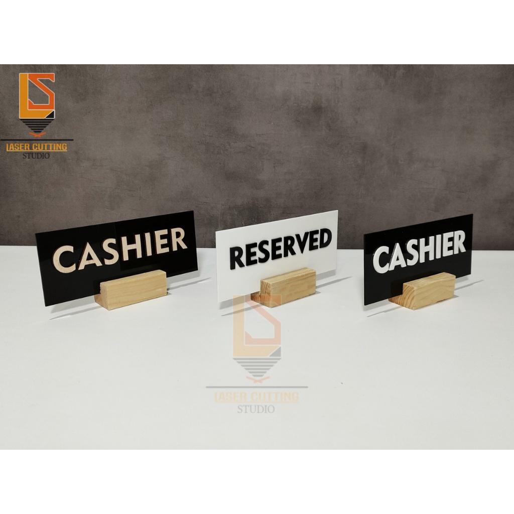 Acrylic Table Sign Cashier | Acrylic Sign Reserved Embossed Letters-BH ...