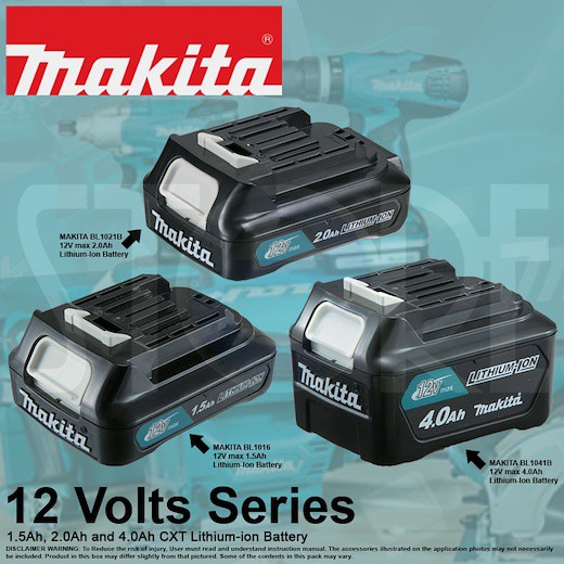 Makita 12 Volts CXT Lithium-ion Battery (1.5Ah 2.0Ah and 4.0Ah ...
