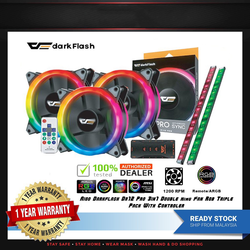 Aigo Darkflash DR12 Pro 3in1 Double Ring Fan Rgb Triple Pack With ...