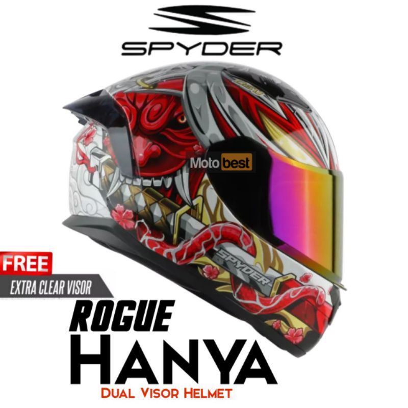 SPYDER Rogue Neo Series Hanya Fullface Dual Visor Helmet w/ Free Extra ...