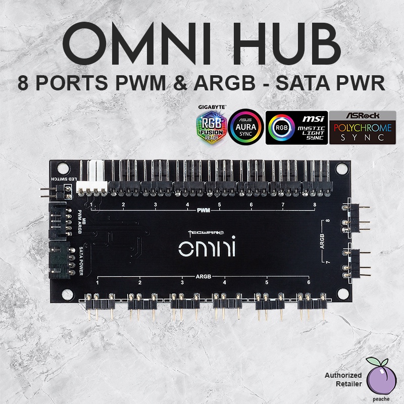 Tecware Omni Hub 8 Port 3 PIN 5V ARGB + PWM Hub - SATA Powered ...