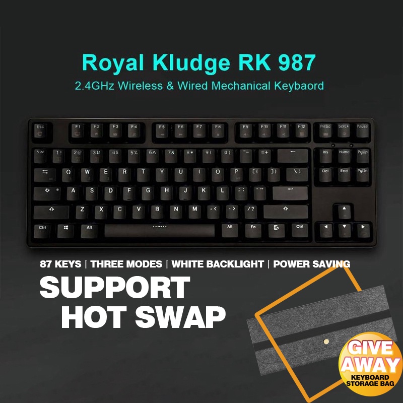 RK987 Hot Swap ! Mechanical Game Keyboard Bluetooth / Wireless 2.4G ...