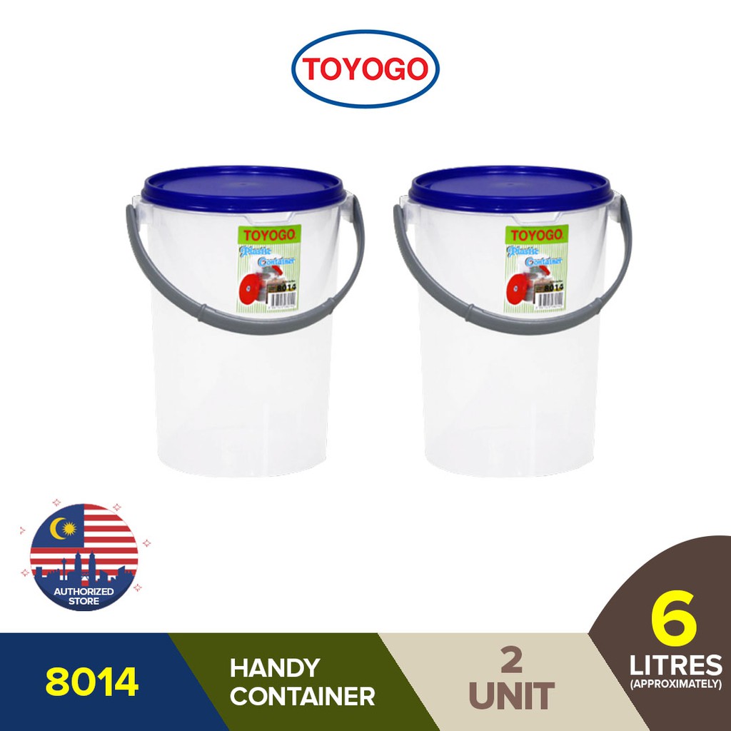 2X Toyogo Handy Round Food Container Water Pail Plastic Storage Bin ...