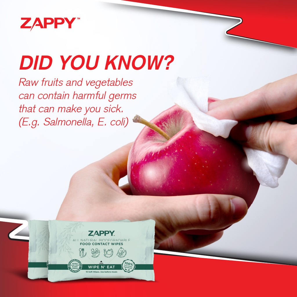 Zappy All Natural Biodegradable Food Contact Wipes 1s x 100 Sheets ...
