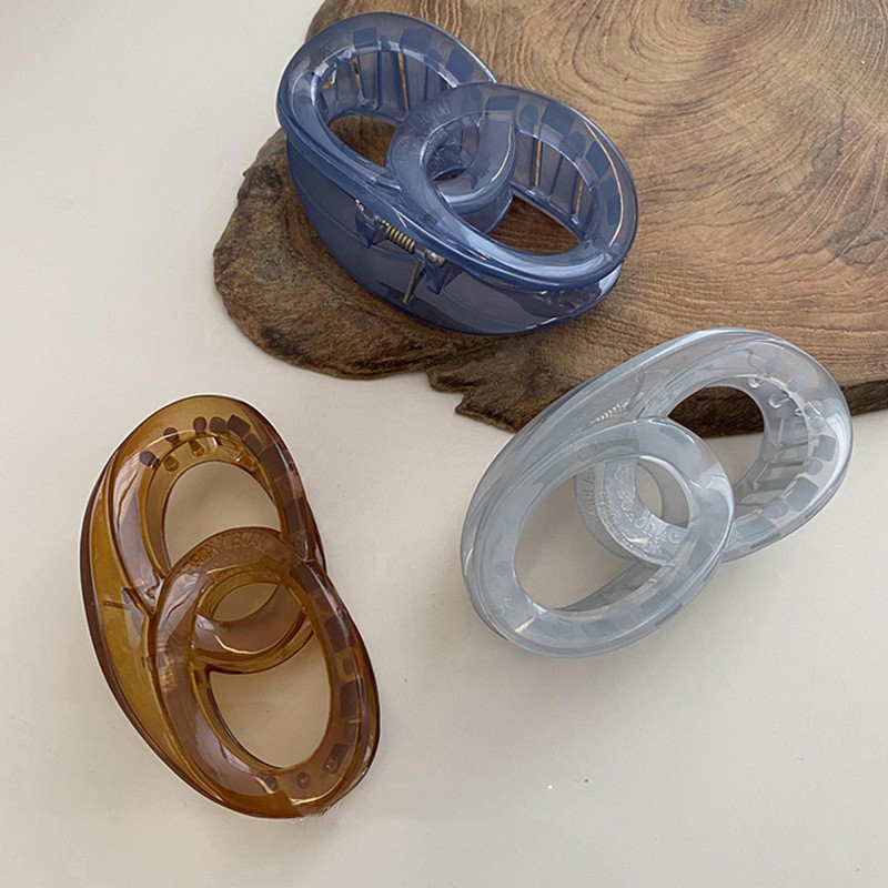 Womens Oval Hollow Curved Jaw Clamp Barrette Interlocking Teeth No Slip ...