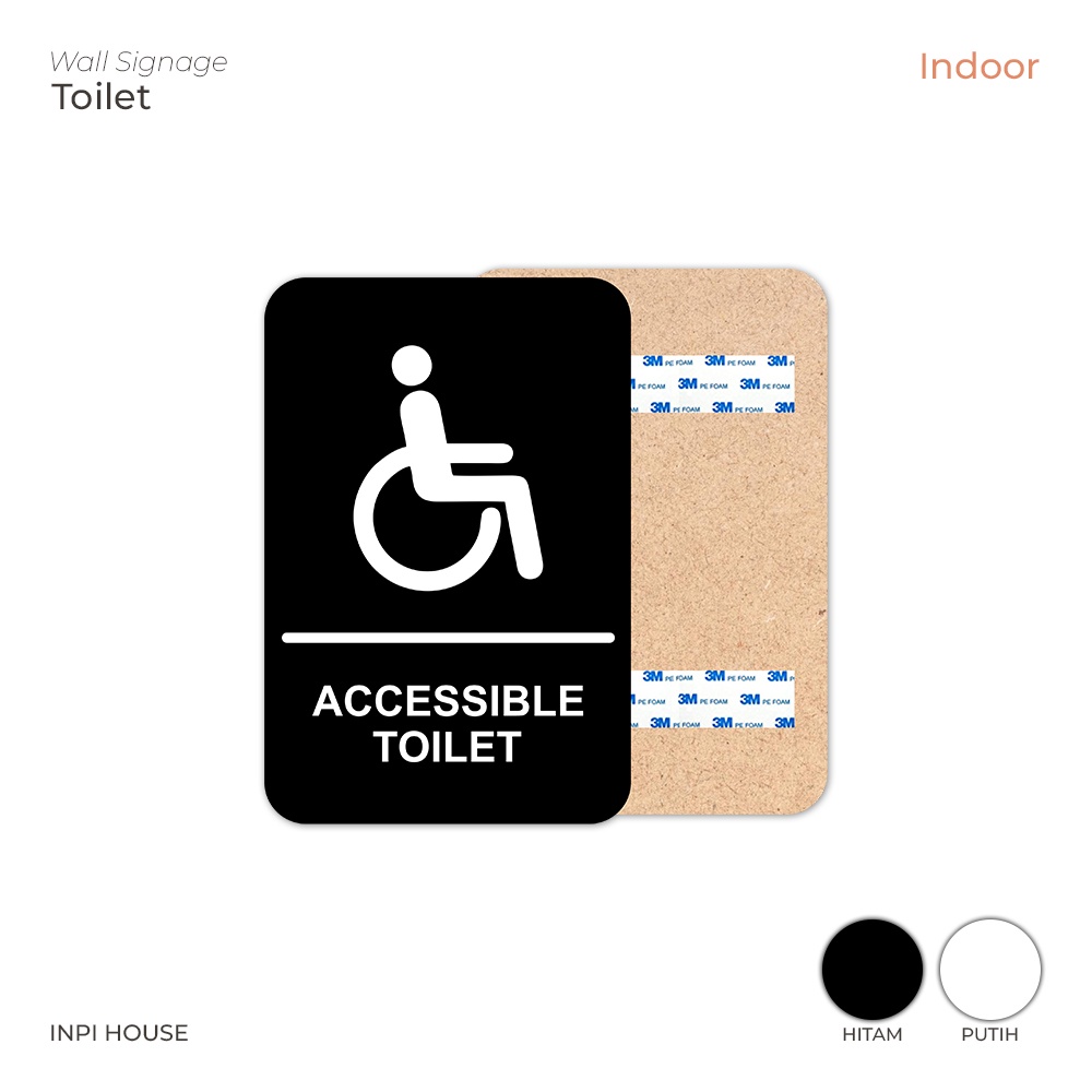 Accessible Toilet Door Sign - Difable Toilet Sign - Black and White ...