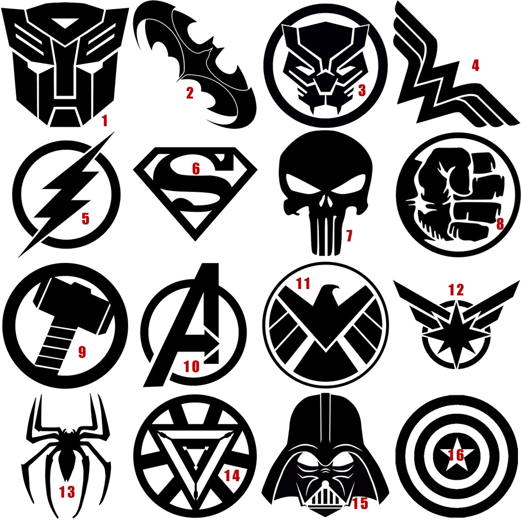 16 Avenger/DC Comic Super Hero Motorcycle/Car/Helmet/Bike Decal/Sticker ...