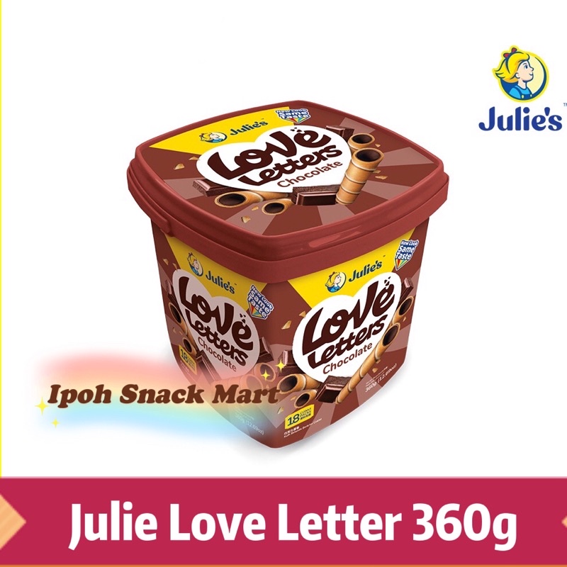 Julie's Love Letters Chocolate Cream Filling Kuih Belanda Berkrim Coklat 茱莉巧克力蛋卷饼干 360g | Shopee ...