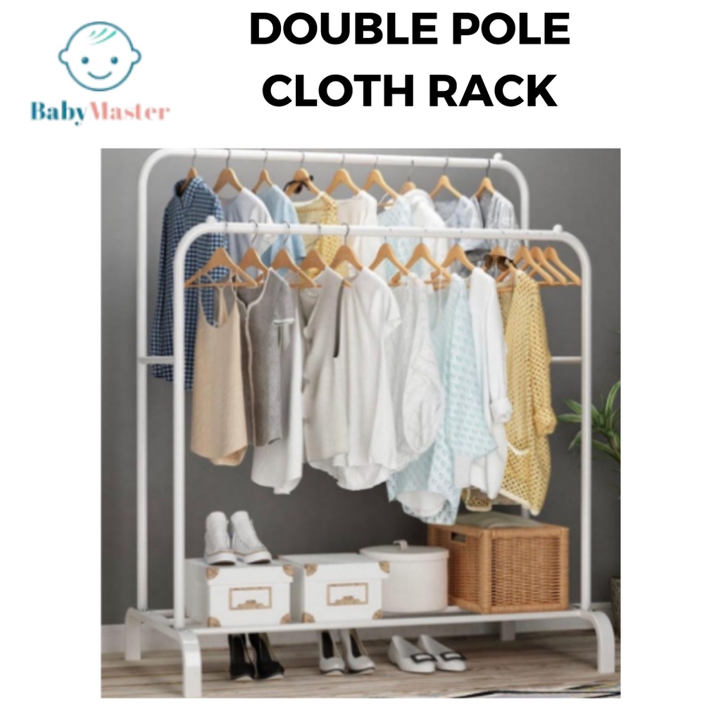 Single/Double Pole Cloth Rack Simple Metal Drying Rack Floor Coat Stand ...