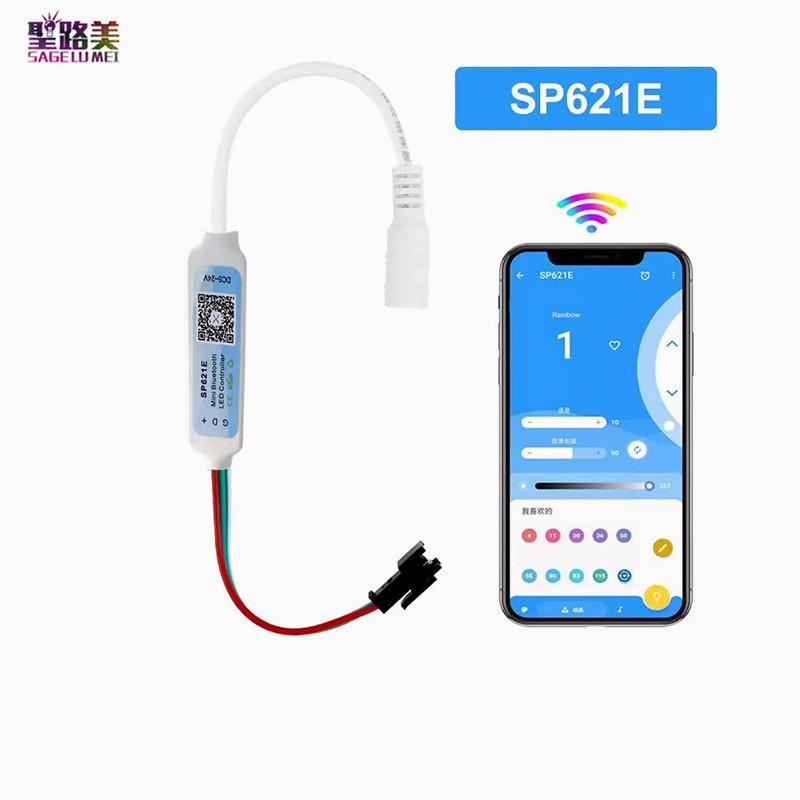 12V LED RGB Pixel Color Mini Bluetooth Controller SP621E DC5V-24V 600 ...