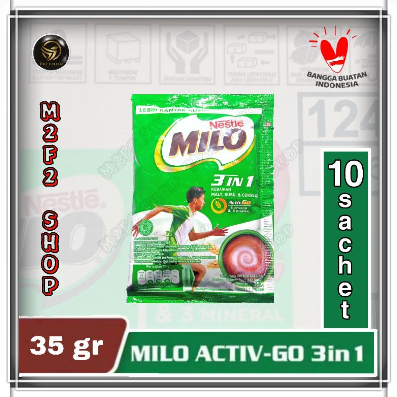 Milo Activ-Go 3in1 Malt Chocolate Powder Drink Sachet - 35 gr (Dozen ...