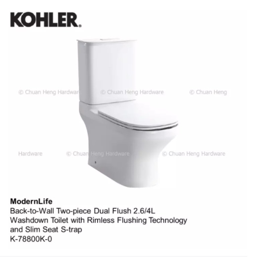 Kohler K-78800K-0 Modern Life Two-Piece Toilet with Slim Quiet-Close ...