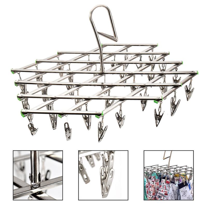Drying Pegs Rack Stainless Steel Windproof Collapsible 35 Clips Dry The ...