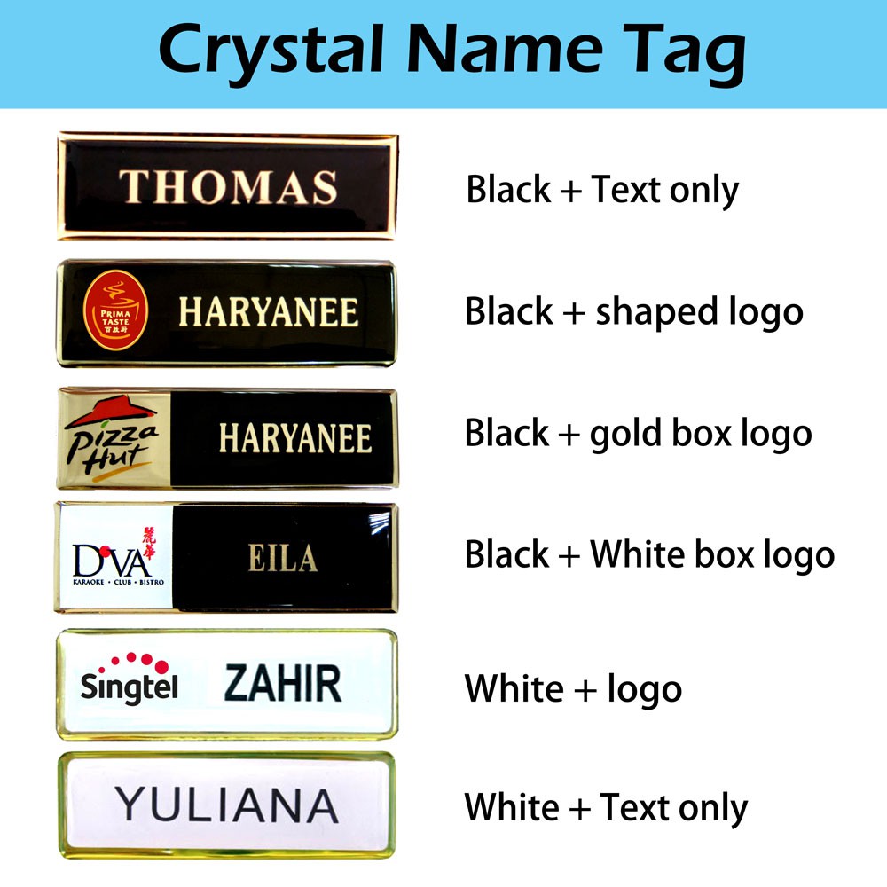 Name tag UV epoxy crystal coating nametag with gold metal plate ...