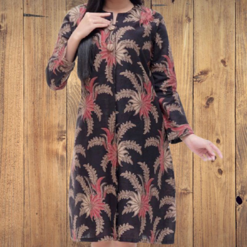 Original black flower batik tunic arta batik super women's clothing ...