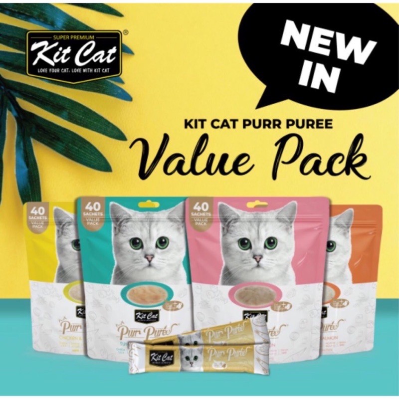 Kit Cat Purr Puree Value Pack Cat Treats (15g x 40 sachets) | Shopee ...