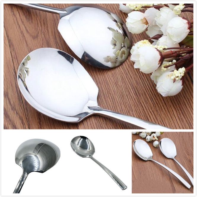 Kitchen Practical Stainless Steel Large Dinner Spoon Thicken Buffet ...