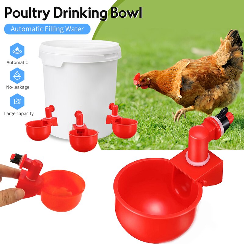 Automatic Chicken Water Cup Waterer Bowl Kit Farm Coop Poultry Waterer ...