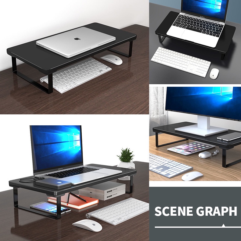 Computer Stand Riser Writing Wooden Monitor Laptop Stand Desktop ...