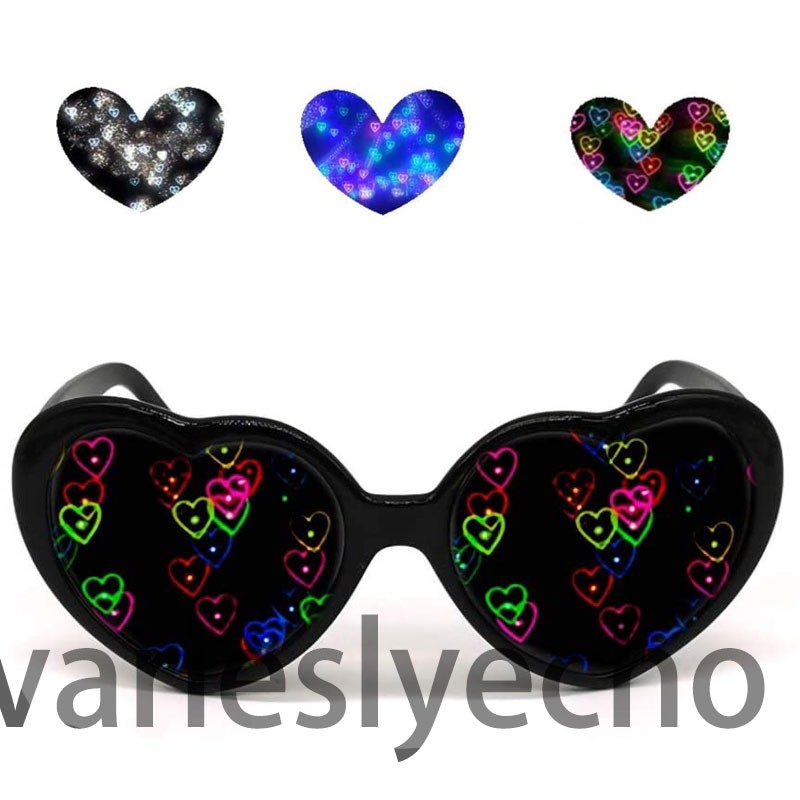 Heart Effect Diffraction Glasses -See Hearts!- Rave Lights Glasses Heart Light Glasses Love ...