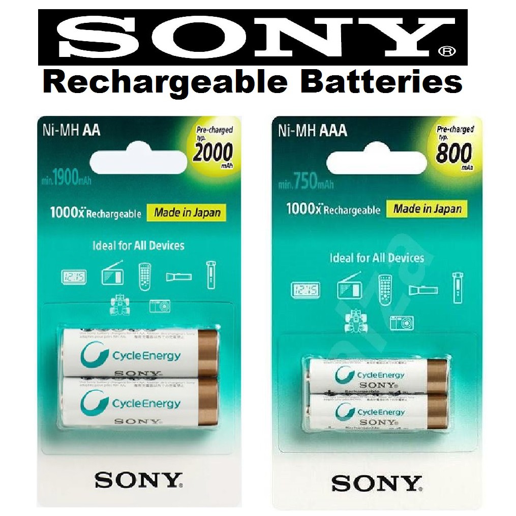 Sony CycleEnergy AA / AAA Ni-Mh Rechargeable Battery - Made In Japan ...