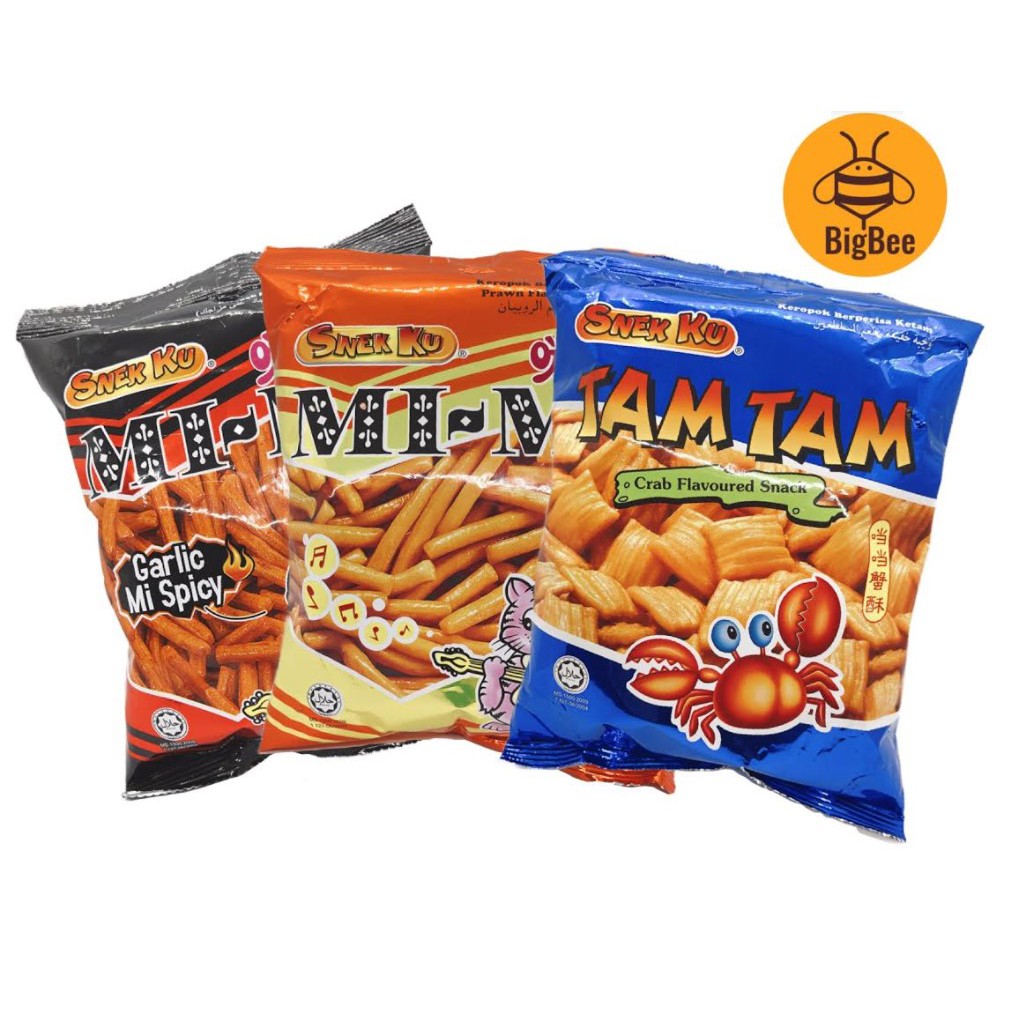 Snek Ku Tam Tam / MiMi Prawn Flavour / Garlic Mi Spicy - 80g x 2pkt ...