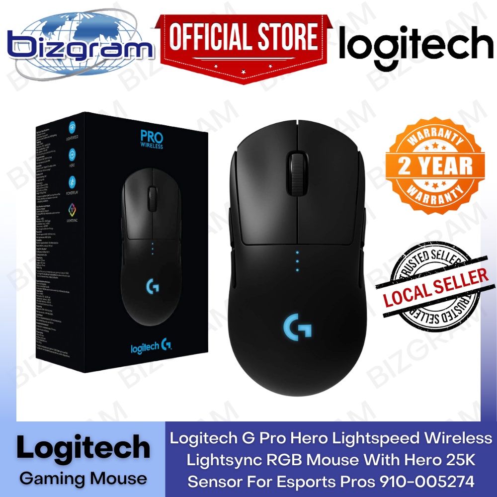 Logitech G Pro Hero Lightspeed Wireless Lightsync RGB Mouse With Hero ...