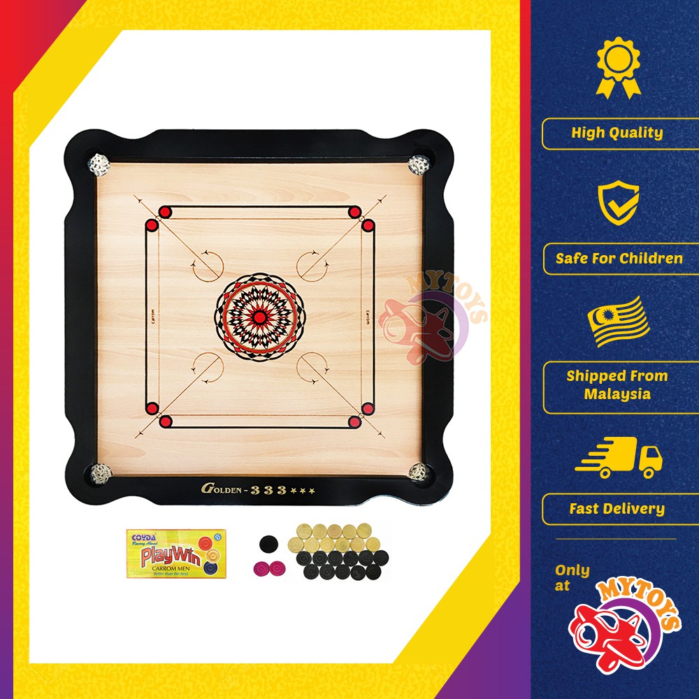 Classic Rubber Wood Frame Wooden Carrom Board 88cm, Carrom Men, Striker ...