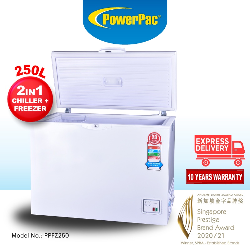 PowerPac Chest Freezer 250L CFC Free (PPFZ250) | Shopee Singapore