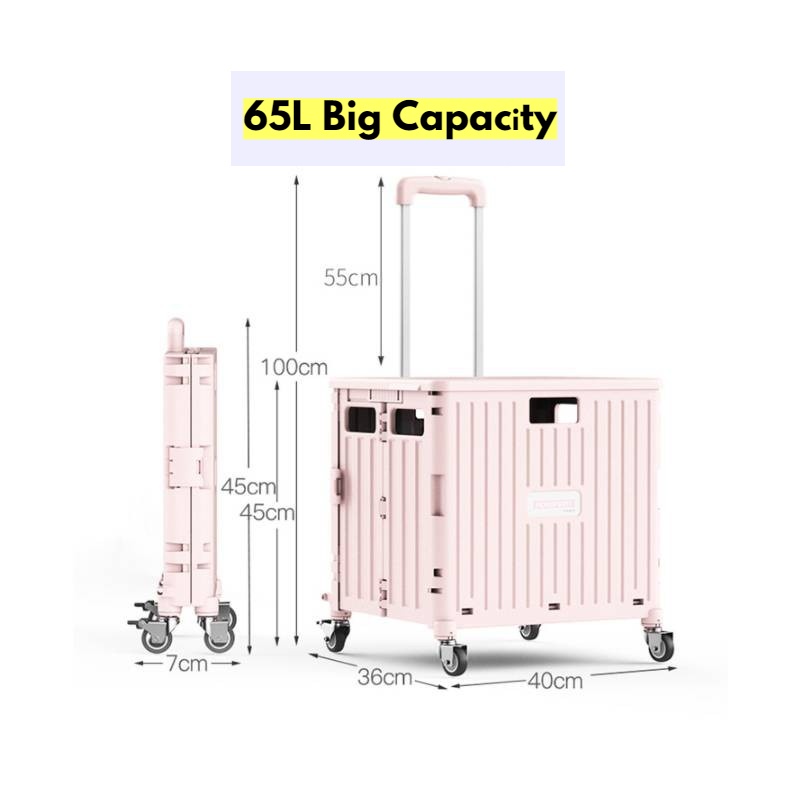 [SG READY STOCK ] Trolley Large Foldable Shopping Trolley Cart 65L ...