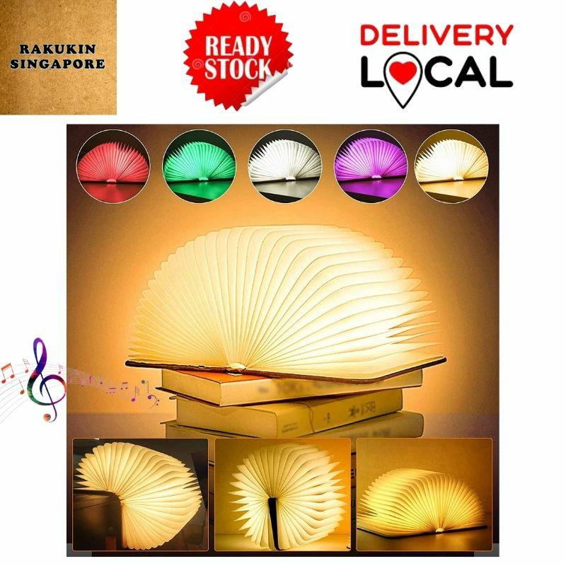 [Local Seller!] Portable Wooden Desk Book Lamp 5 Colors Night Light ...