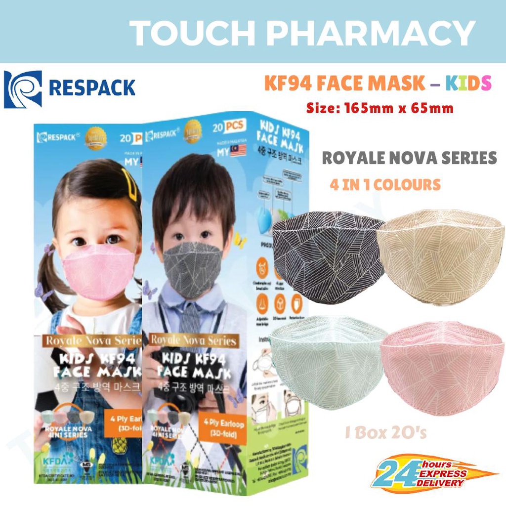 RESPACK KF94 KIDS Face Mask Royale Nova Series & 4 In 1 Colours (20's ...