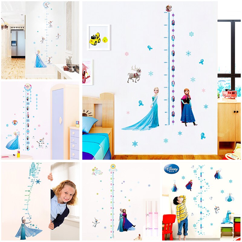cartoon disney princess height measure wall stickers for kids rooms ...
