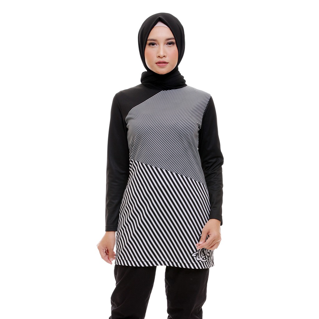 Top SPORTY | Stripe PARTY | Attiqa Active (Active wear sport hijab ...