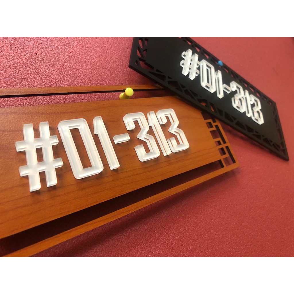 House Unit Number Plate | Acrylic Signage | Woodgrain Laminate | Shopee ...