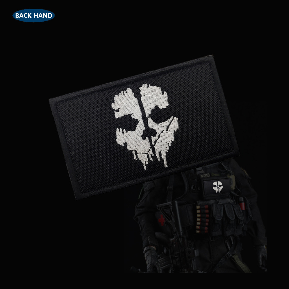 [Customized #Velcro] Summoning Of Mission Ghost Mask Three-Dimensional Embroidery Armband Patch ...