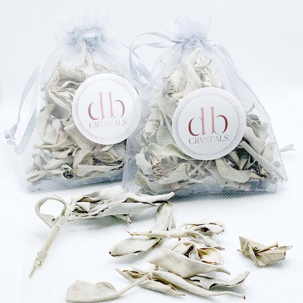 [db] White Sage Crystal Cleansing Smudging Incense Loose Leaves and ...