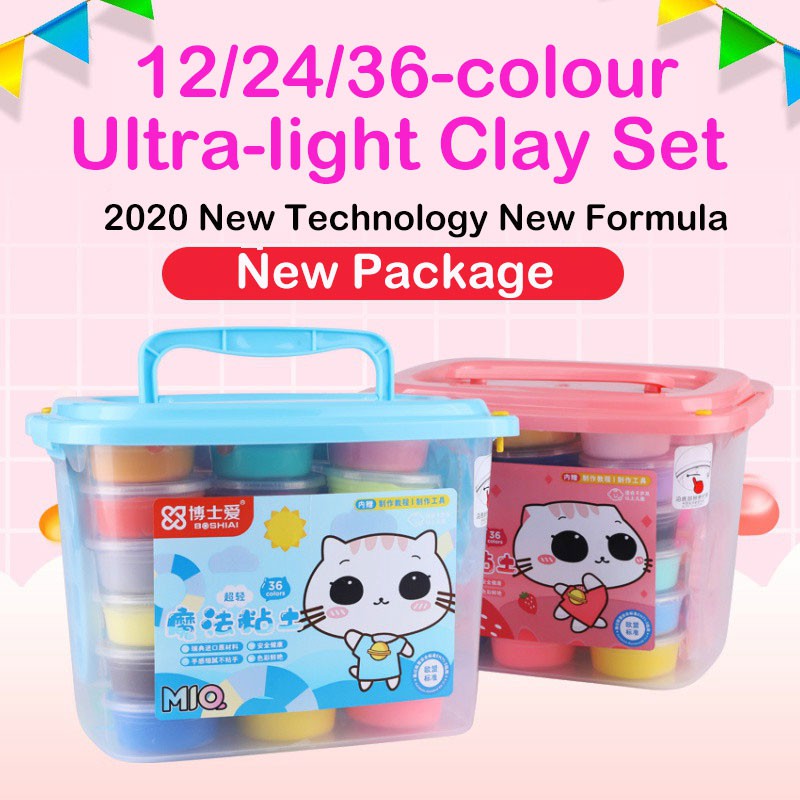 12/24/36 colours Air Dry Ultra-light Clay Set Kids Magic Modelling ...