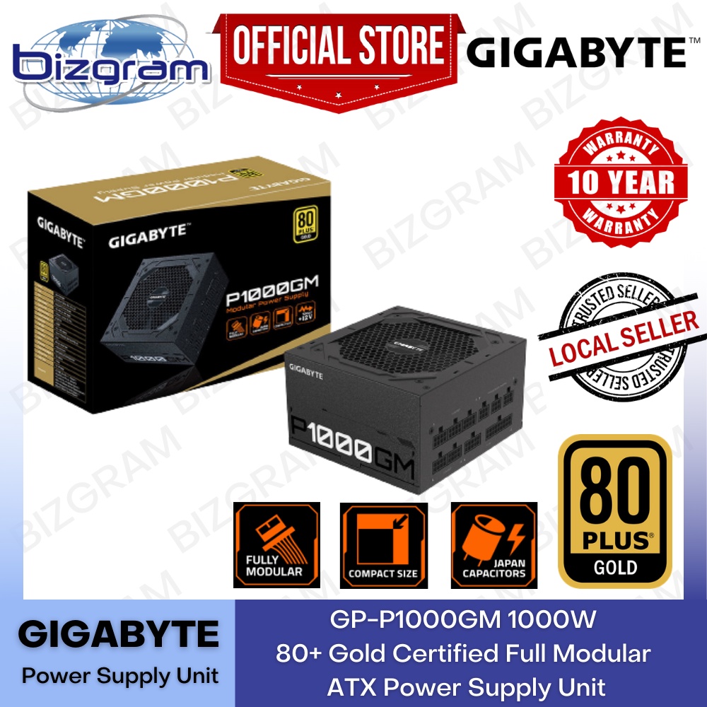 Gigabyte GP-P1000GM 1000W 80+ Gold Full Modular ATX Computer Power ...