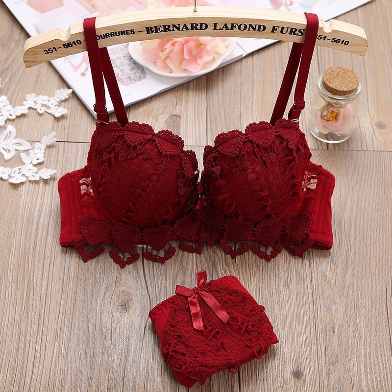 Women Push Up Bra Set Floral Lace Underwire Brassiere Outfit bra ...