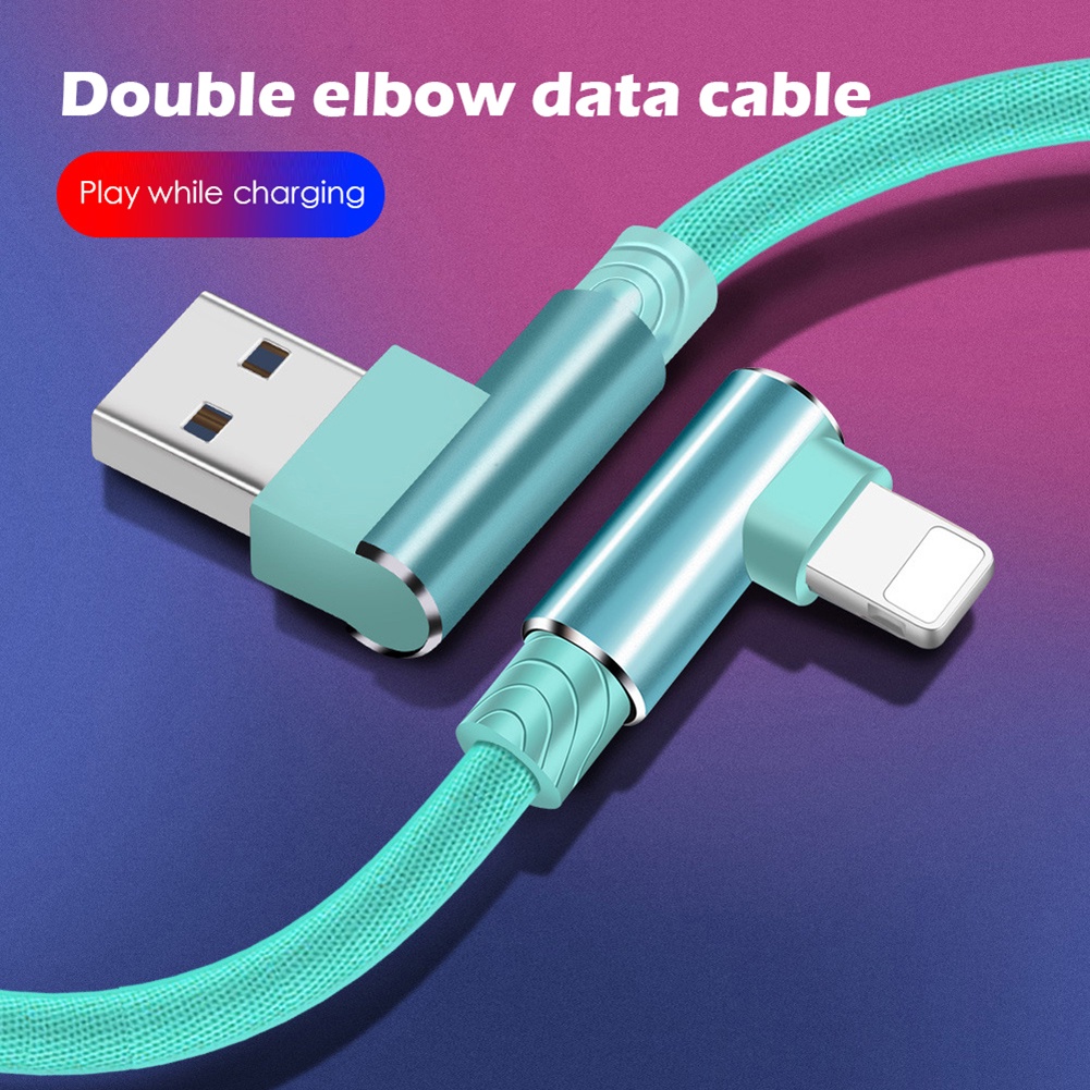 RE 90 Degree Fast Charging USB Charger Cable For iPhone iPad Data Cord ...