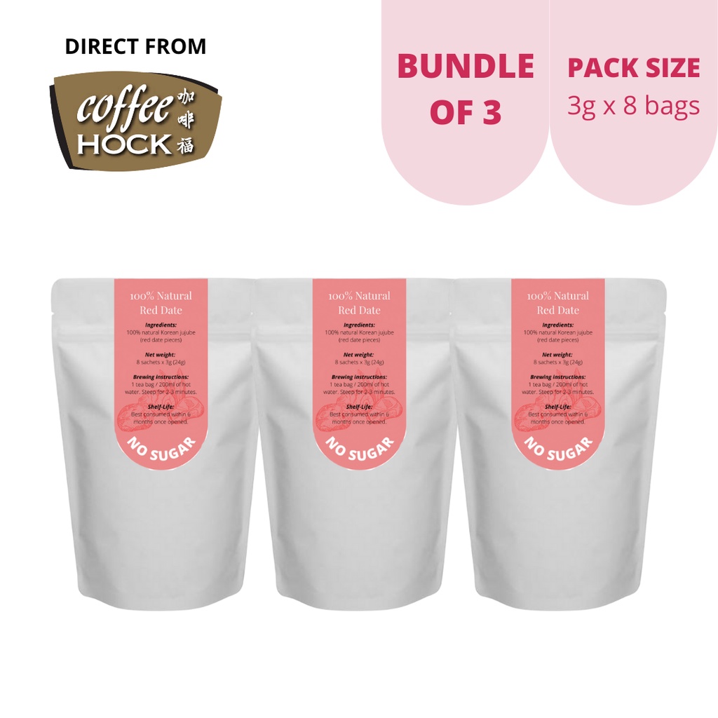 [BUNDLE OF 3] 100% Natural Red Date Teabag with NO SUGAR (3g x 8 tea ...