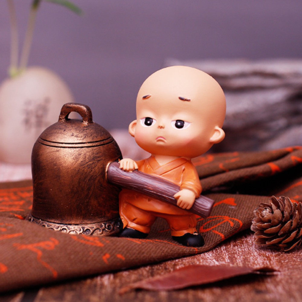 Statue of a young monk tapping a bell 7cm | Shopee Singapore