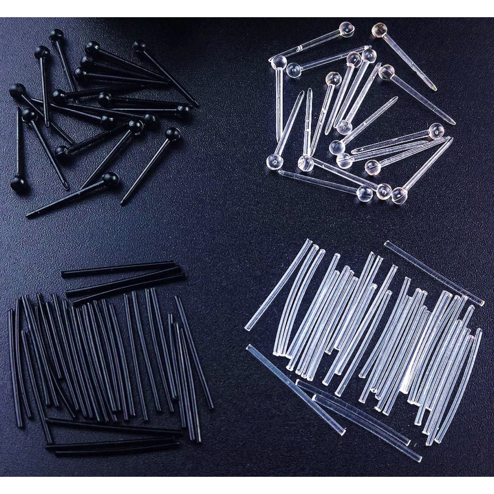 Anti Allergic Plastic Ear Sticks Ear Pin Transparent Clear Black Ear ...