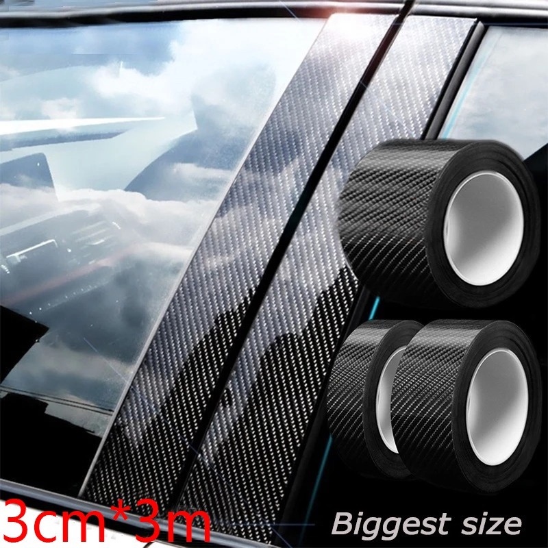 Carbon Fiber Car Sticker DIY Paste Protector Strip / Auto Door Sill ...