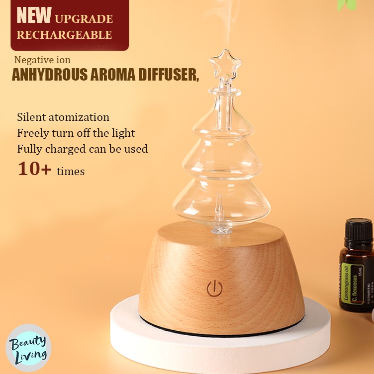 Christmas Tree Diffuser Glass&wood Essential Oil Aromatherapy ...